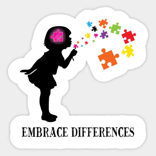 'Embrace Differences' Awesome Autism Awareness - Autism - Sticker ... 'Embrace Differences' Awesome Autism Awareness - Autism - Sticker ...